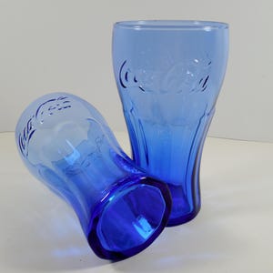 Cobalt Blue Coca Cola Coke Glasses Tumblers Set of 2 Two Coke Bottle ...