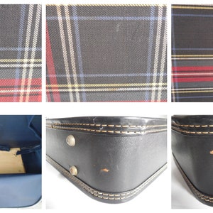 Black Red Tartan Plaid Canvas Suitcase 18 by 12 by 5 Inches Front ...