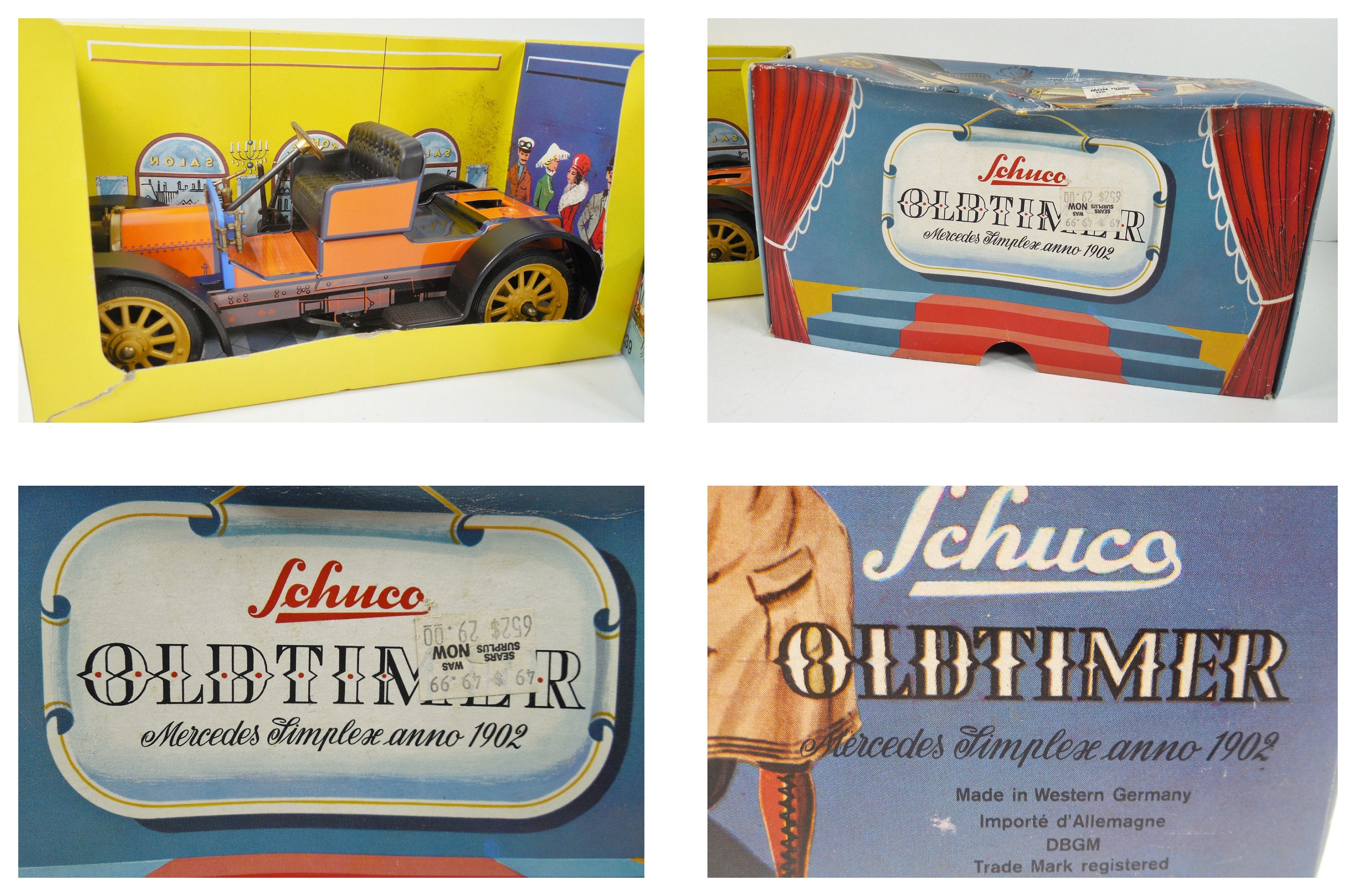 Schuco Oldtimer Model 1902 Mercedes Simplex 32 PS Germany Metal Tin ...