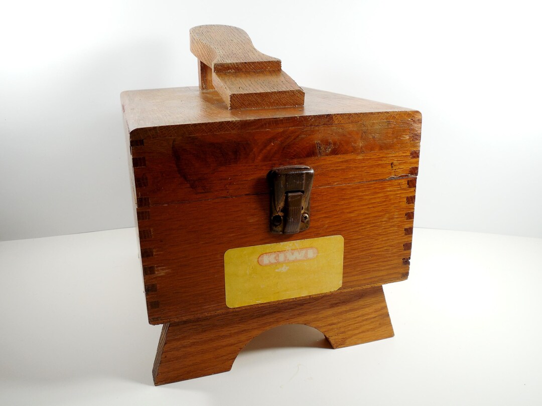 Kiwi Wood Shoe Valet Wooden Shoeshine Shoe Shine Shoe Care Storage Box ...