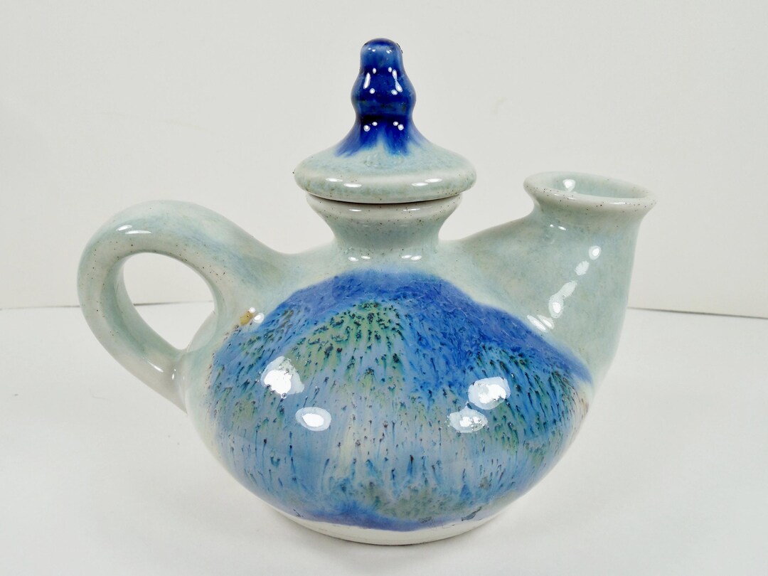 Kravec Studio Pottery Teapot Signed KS Hand Crafted Aladdin Genie Shape ...