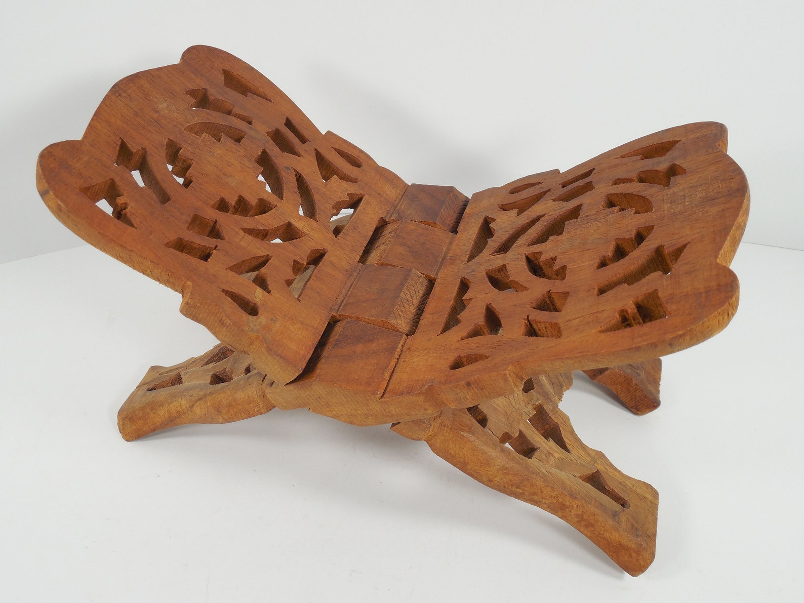 Carved Wood Wooden Folding Book Stand Book Rack Book Display Bible ...