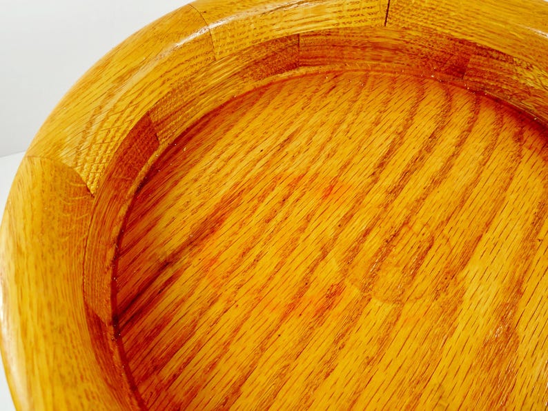 Oak Wood Wooden Pedestal Footed Console Bowl Artist Signed C. Yates ...