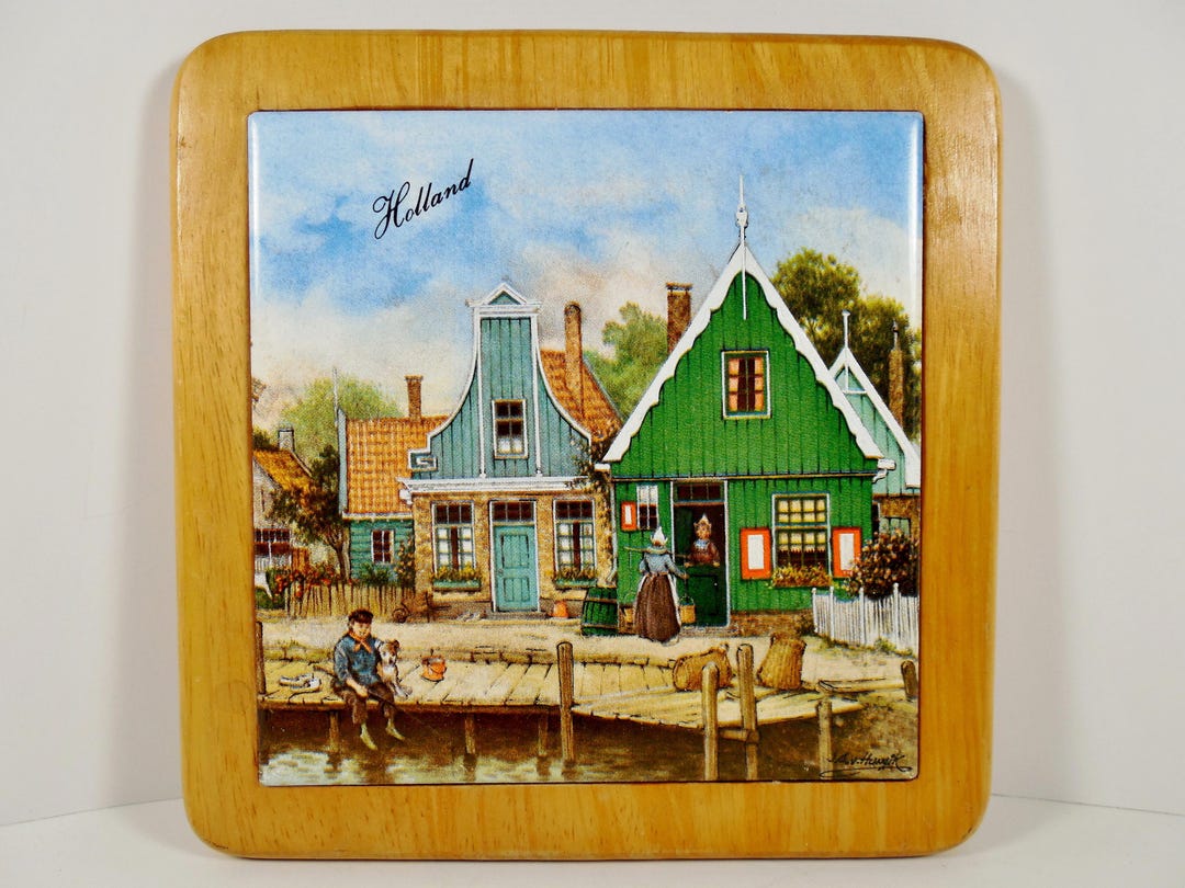 J.C.V. Hunnik Holland House's by the Dock Fishing Village Scene Ter ...