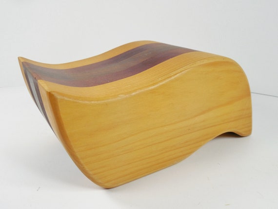 Wood Wooden Wave Curved Design Jewelry Box Hidden Dra… - Gem
