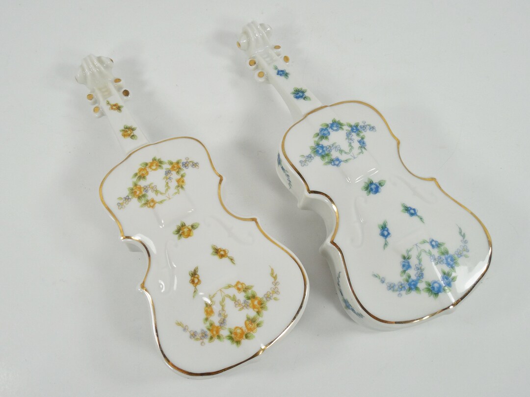 Violin Cello Musical Instrument Figurine Trinket Jewelry Box Set of Two ...
