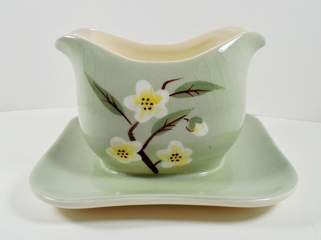 Celadon Blossom Weil Ware California Pottery Gravy Boat Sauce Saucier ...