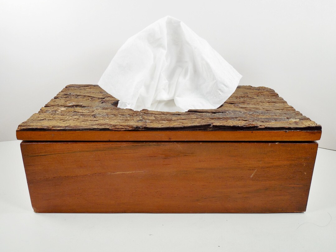 Handcrafted Wood Wooden Tissue Box Tissue Cover Hand Made Solid Dark ...