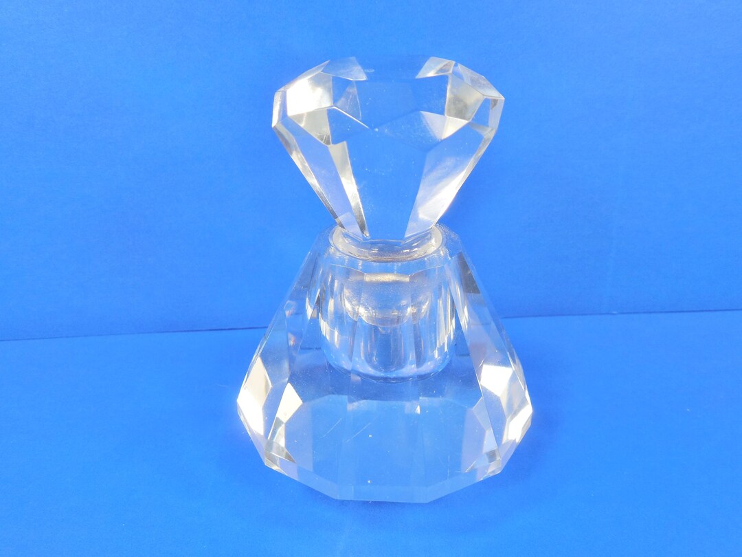 Crystal Glass Diamond Shape Art Glass Perfume Bottle Faceted Round ...