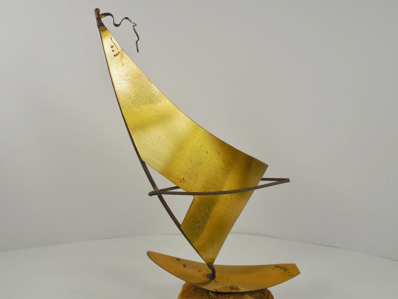 Mid Century Modern MCM Windsurfing Boardsailing Brass Sculpture Statue ...
