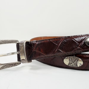 Brown Embossed Croc Crocodile Gator Alligator Full Grain Leather Golf ...