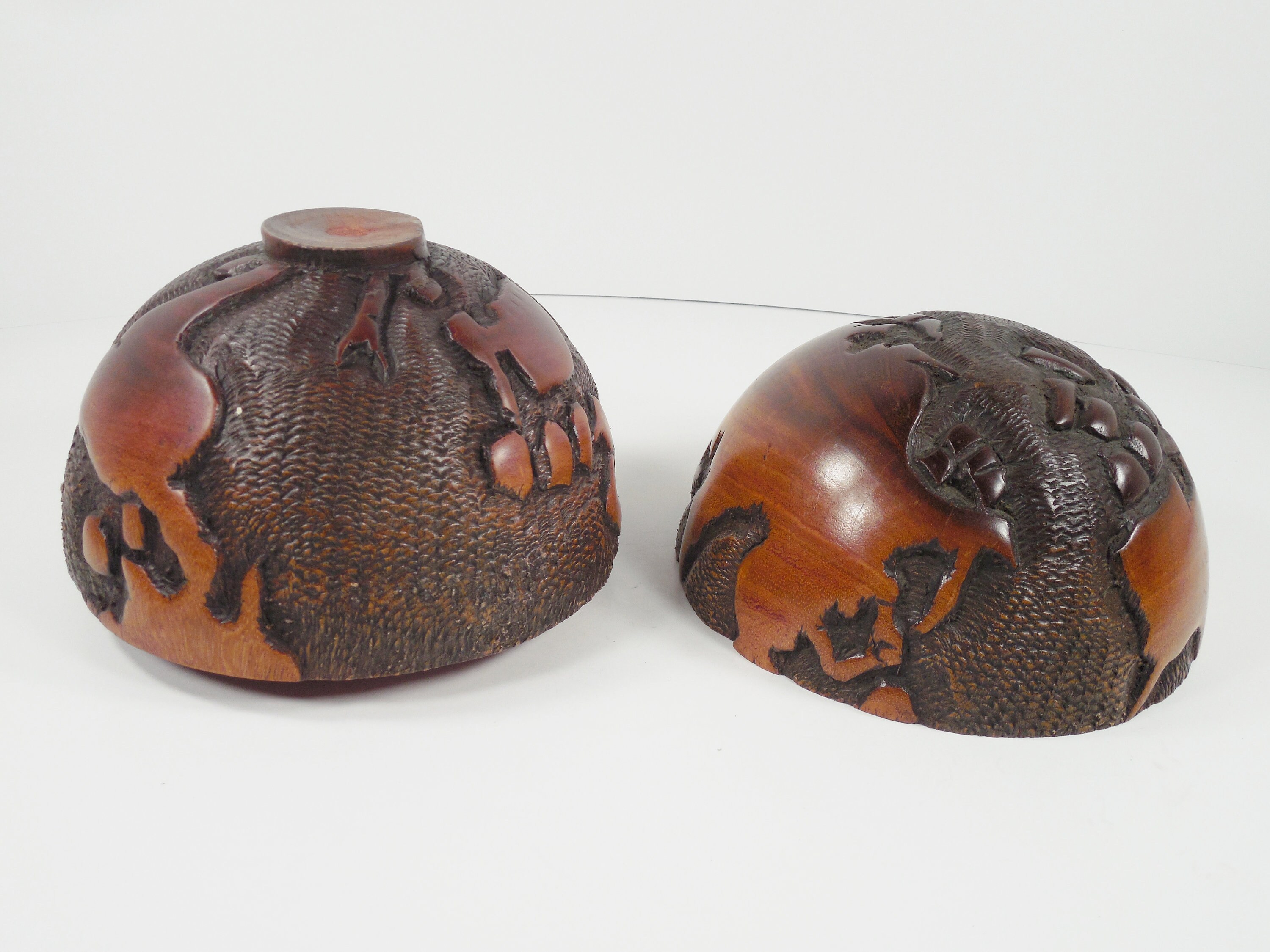 Carved Wood World Globe Sculpture Figurine Statue Trinket Jewelry Valet ...