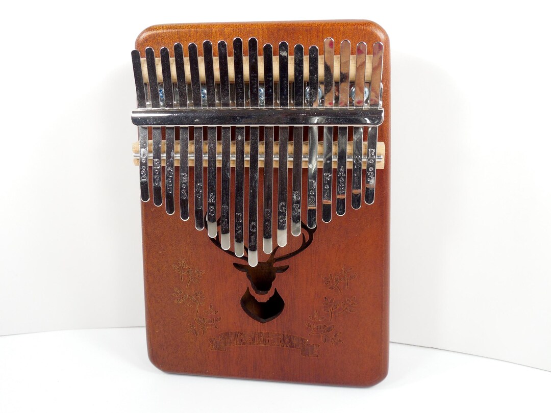 Deer Stag Cutout Wood Wooden Seventeen 17 Note Thumb Piano Thumb Harp ...