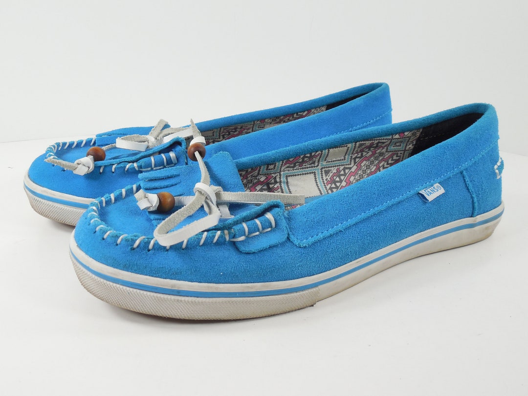 Vans Aqua Turquoise Blue Suede Nubuck Moccasins Slip on Sneakers Size 7 ...