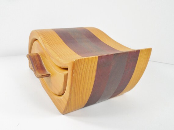 Wood Wooden Wave Curved Design Jewelry Box Hidden Dra… - Gem