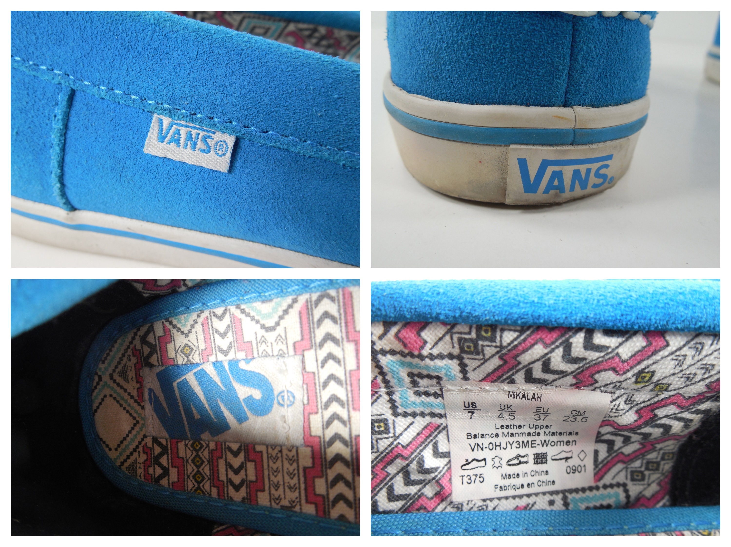 Vans Aqua Turquoise Blue Suede Nubuck Moccasins Slip on Sneakers Size 7 ...