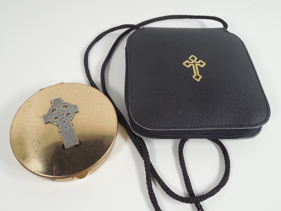 Portable Travel Faux Leather Case Catholic Priest Pastor Holy Communion ...