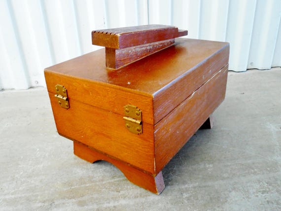 Wood Wooden Shoe Shine Valet Shoeshine Box Cobbler Sh… - Gem