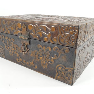 LODZ Poland Embossed Metal Box Jewelry Box Decorative Storage Stash Box ...