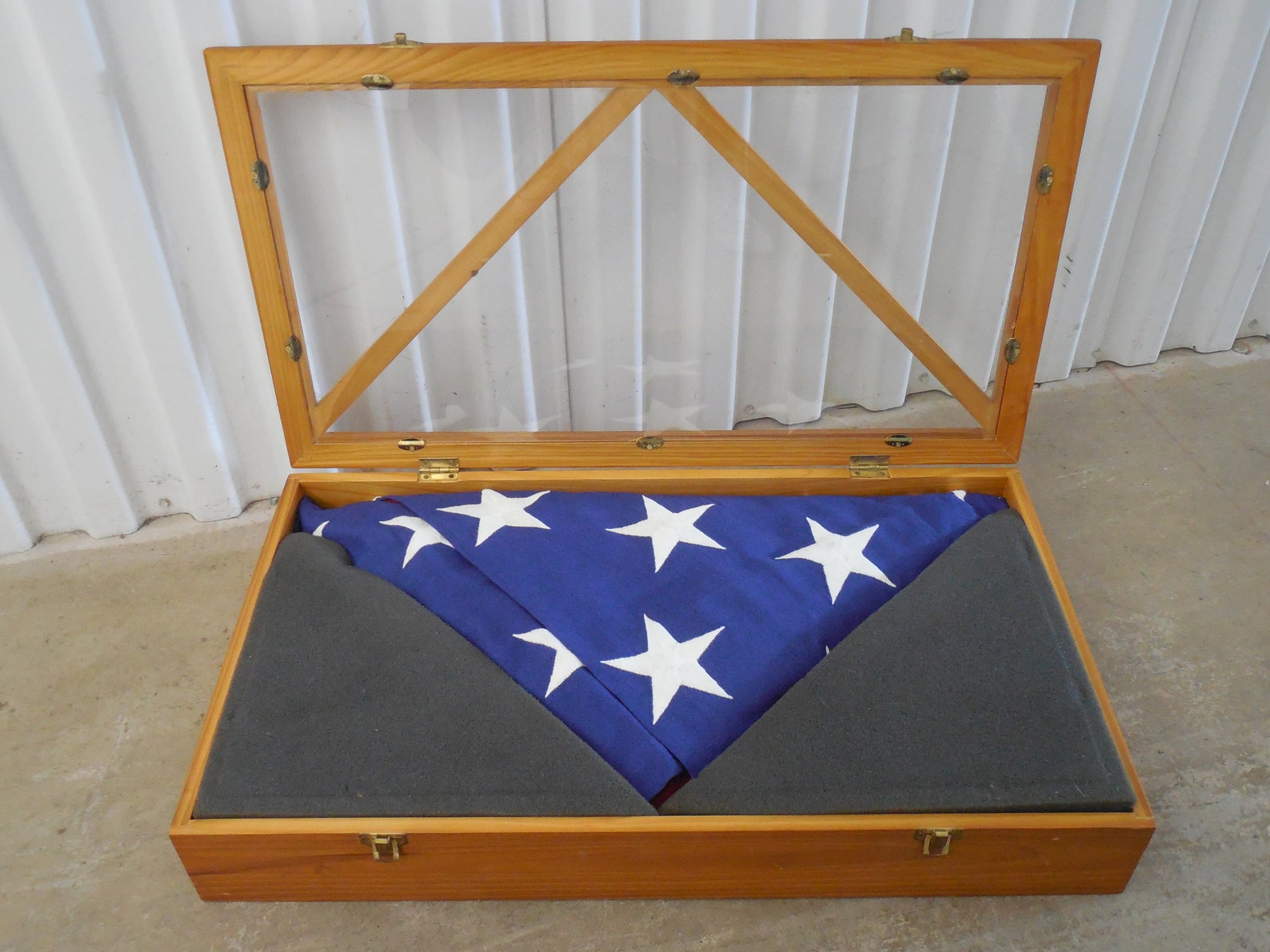 Wood Wooden Flag Military Memorial Display Case Pheonix Industries ...