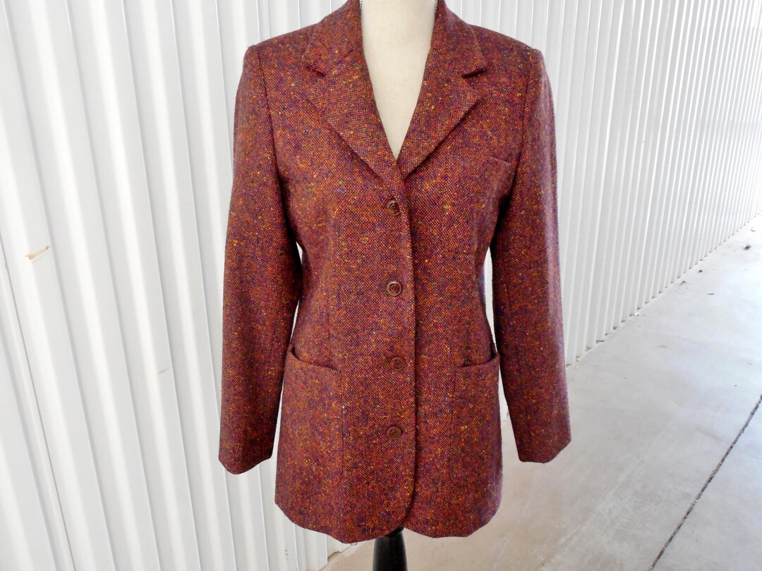 Barrie Pace Wool Tweed Blazer Jacket Coat Size 8 Multicolor Blended ...