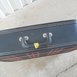 Black Red Tartan Plaid Canvas Suitcase 18 by 12 by 5 Inches Front ...