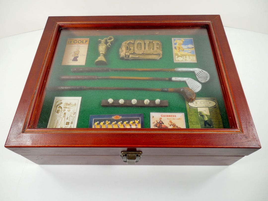 Golf Golfing Shadow Box Design Wood Wooden Men's Jewelry Box Dresser ...