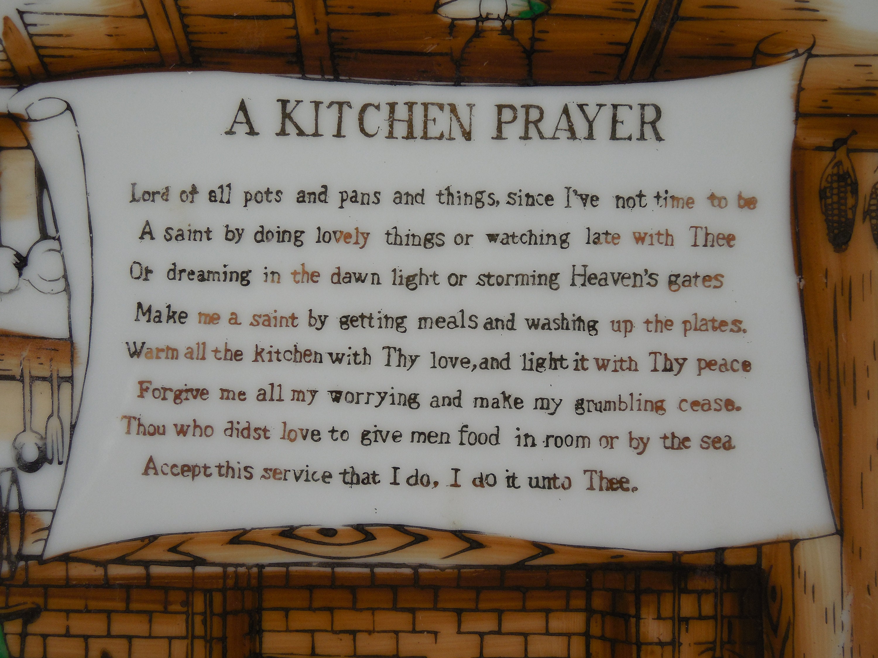 A Kitchen Prayer Wall Art Wall Mounted Hanging Plate Gold Etsy