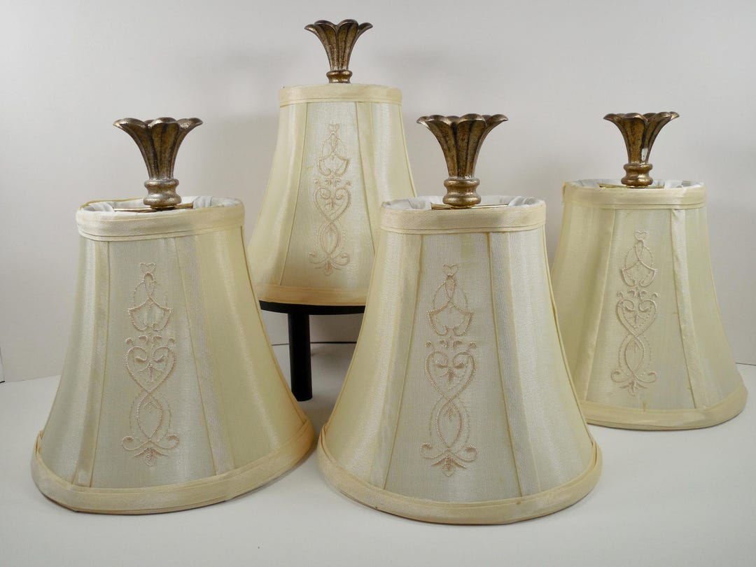 Ivory off White Cream Scroll Embroidery Satin Type Fabric Bulb Clip on ...