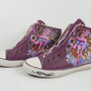 Ed Hardy Highrise Mermaid Sneakers Size 7 Purple High Tops Ankle Boots ...