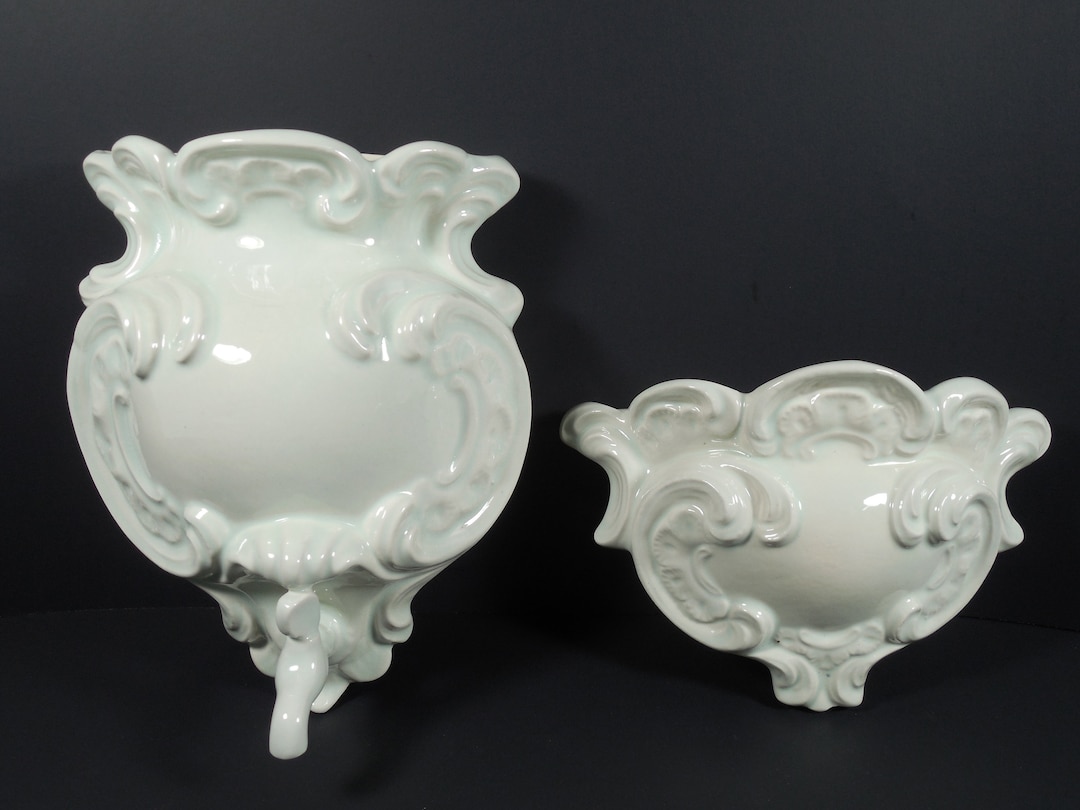 French Victorian Art Nouveau Design Ceramic Light Mint Green Lavabo ...