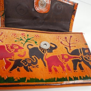 Tooled Leather Elephant Bi Fold Wallet Hand Tooled Embossed Elephants ...