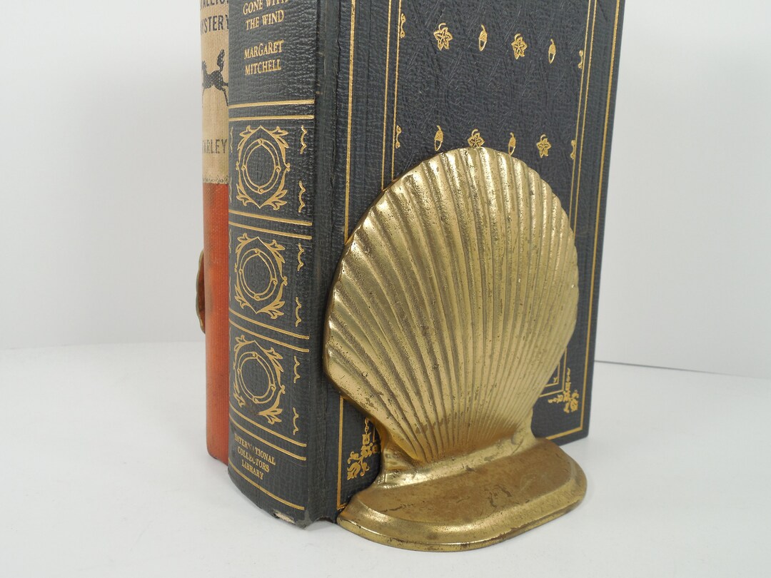 Brass Clamshell Oyster Shell Seashell Bookends Pair Set of Two 2 Solid ...