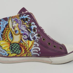 Ed Hardy Highrise Mermaid Sneakers Size 7 Purple High Tops Ankle Boots ...