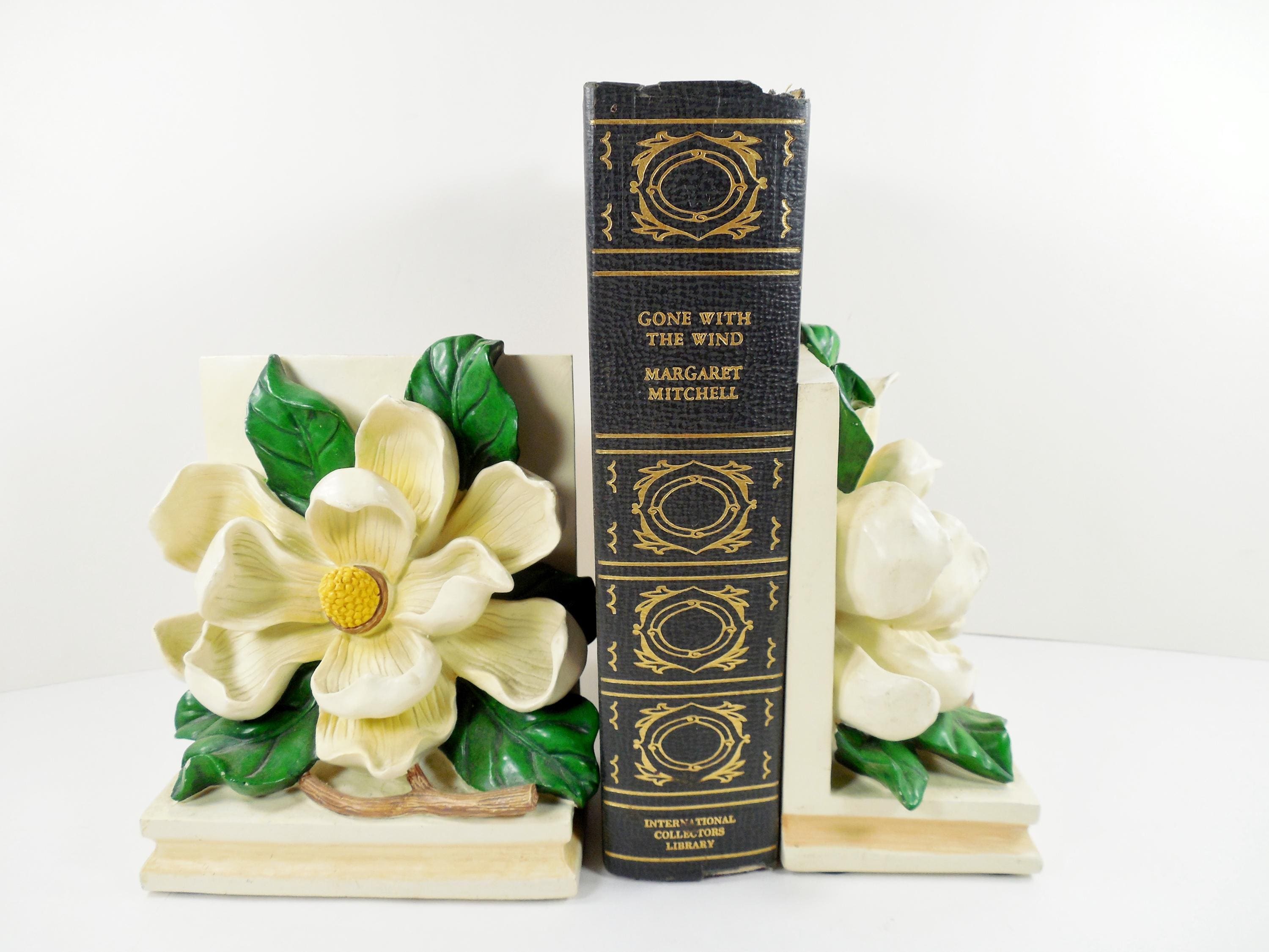 Magnolia Flower Blossom Floral Dimensional 3D Design Bookends by CBK ...