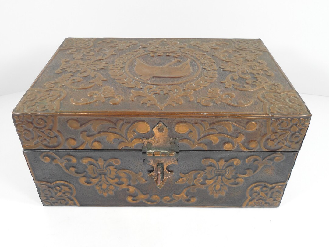 LODZ Poland Embossed Metal Box Jewelry Box Decorative Storage Stash Box ...