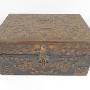 LODZ Poland Embossed Metal Box Jewelry Box Decorative Storage Stash Box ...