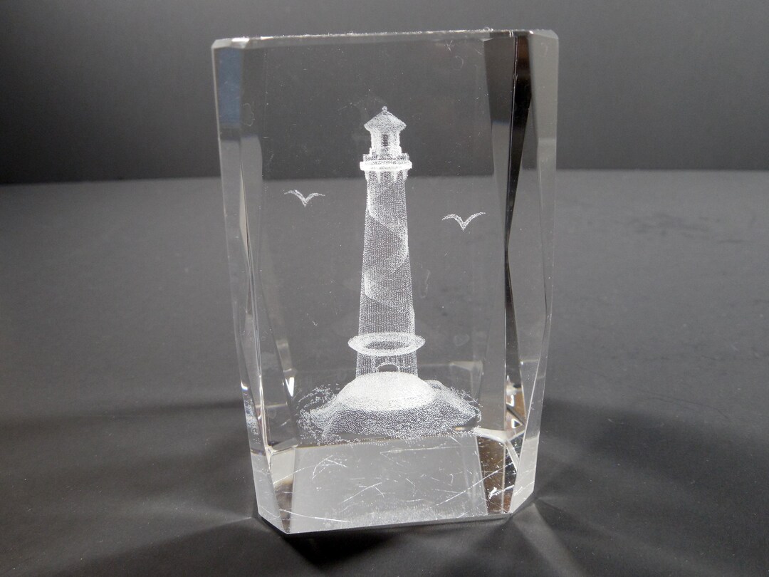 Laser 3D Etched Lighthouse Art Glass Paperweight Rectangular Shape ...