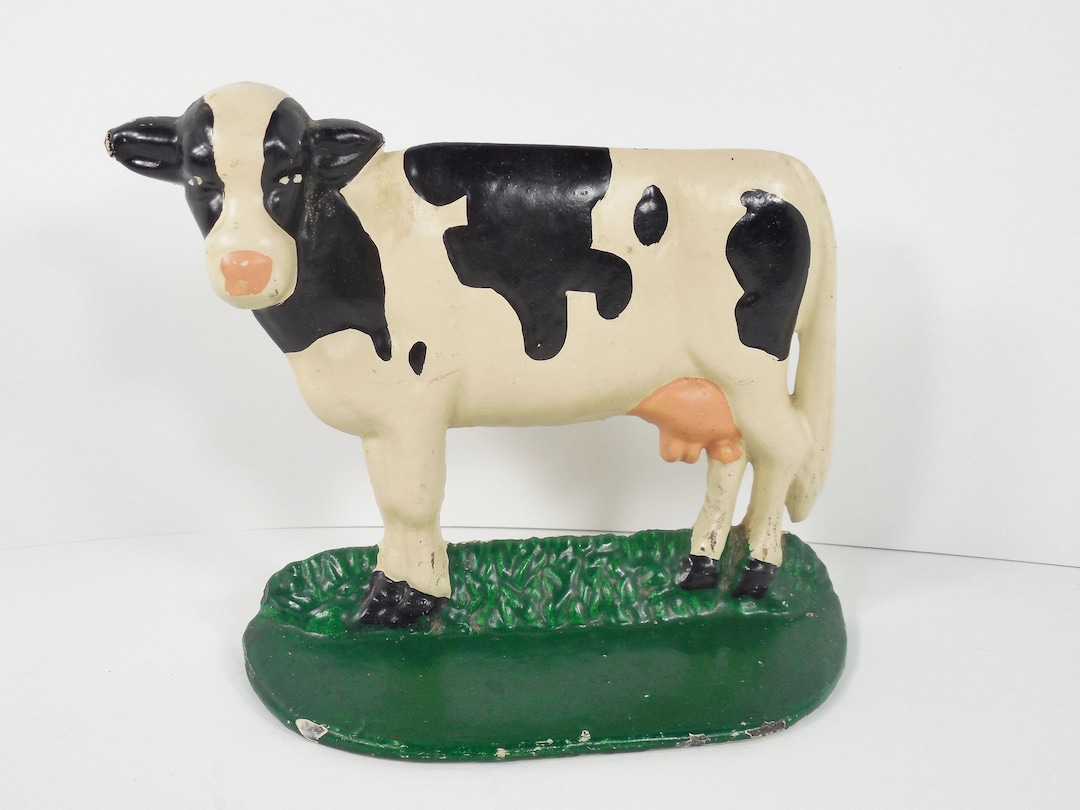 Holstein Friesians Cow Cast Iron Pot Metal Figurine Bookend Doorstop ...