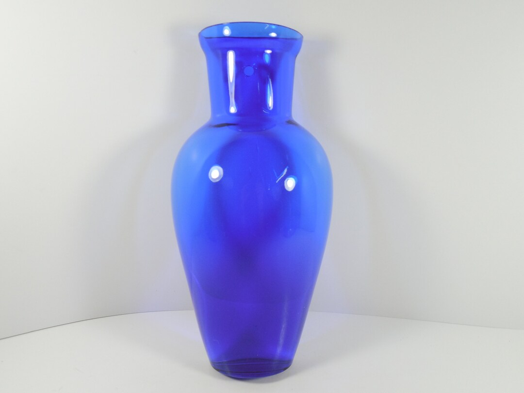 Mid Century MCM Cobalt Blue Glass Wall Pocket Vase Planter Wall Mounted ...