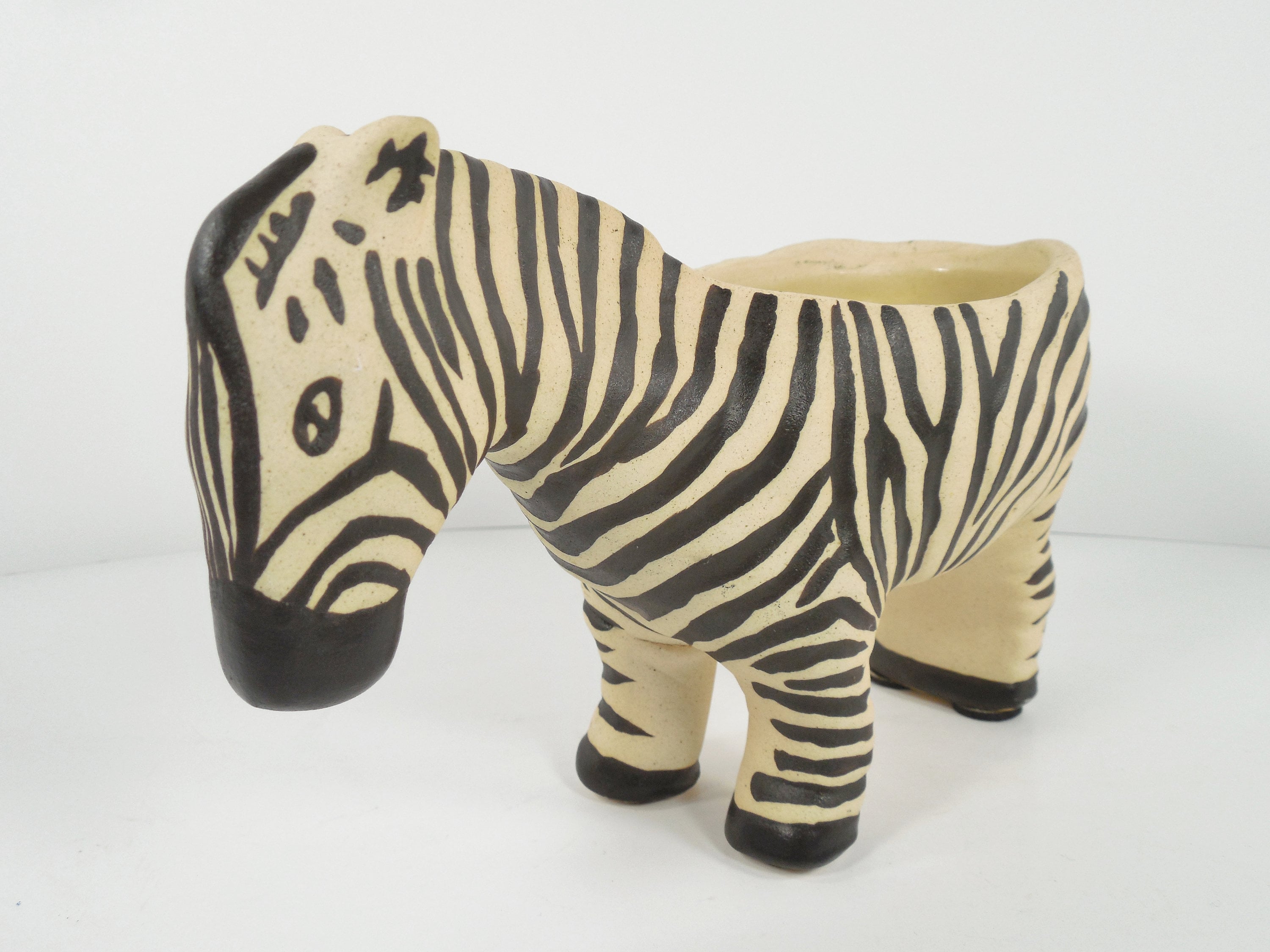 Zebra Wild Wanderer Figurine Planter Pot Sculpture Statue Signed Leah ...