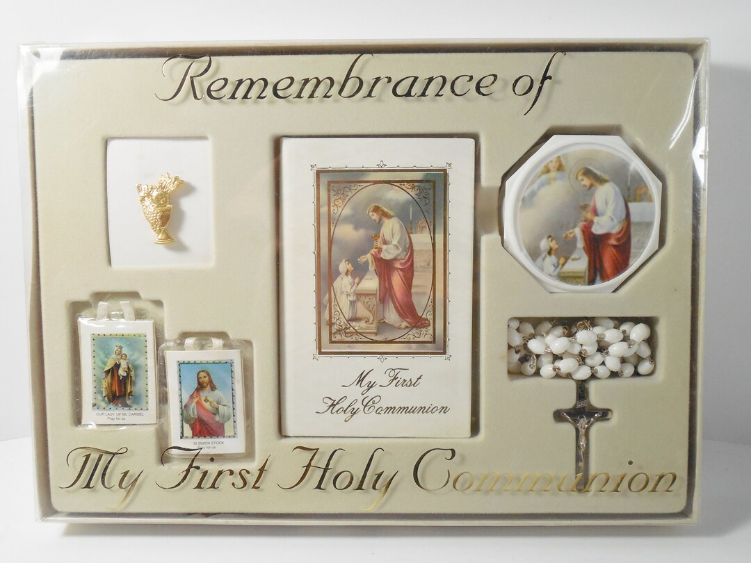 Catholic Holy Communion Gift Set for Sacraments First Communion Gold ...