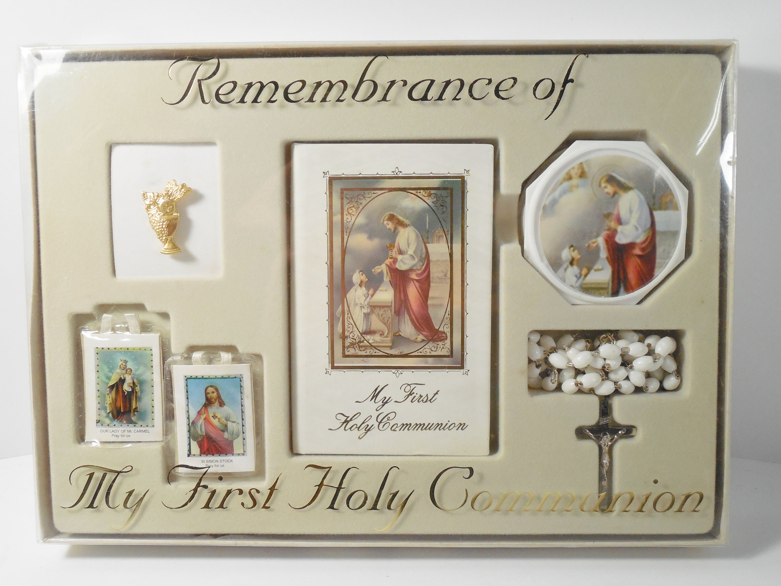 Catholic Holy Communion Gift Set for Sacraments First Communion Gold ...