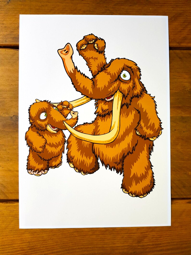 Woolly Mammoth Art Print ~ Handmade Illustration - Kid's Room ...