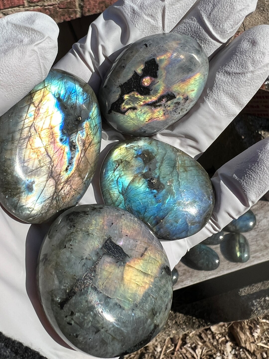 Rainbow Labradorite Palm Stone Set - Protecting Crystals - Mermaid ...