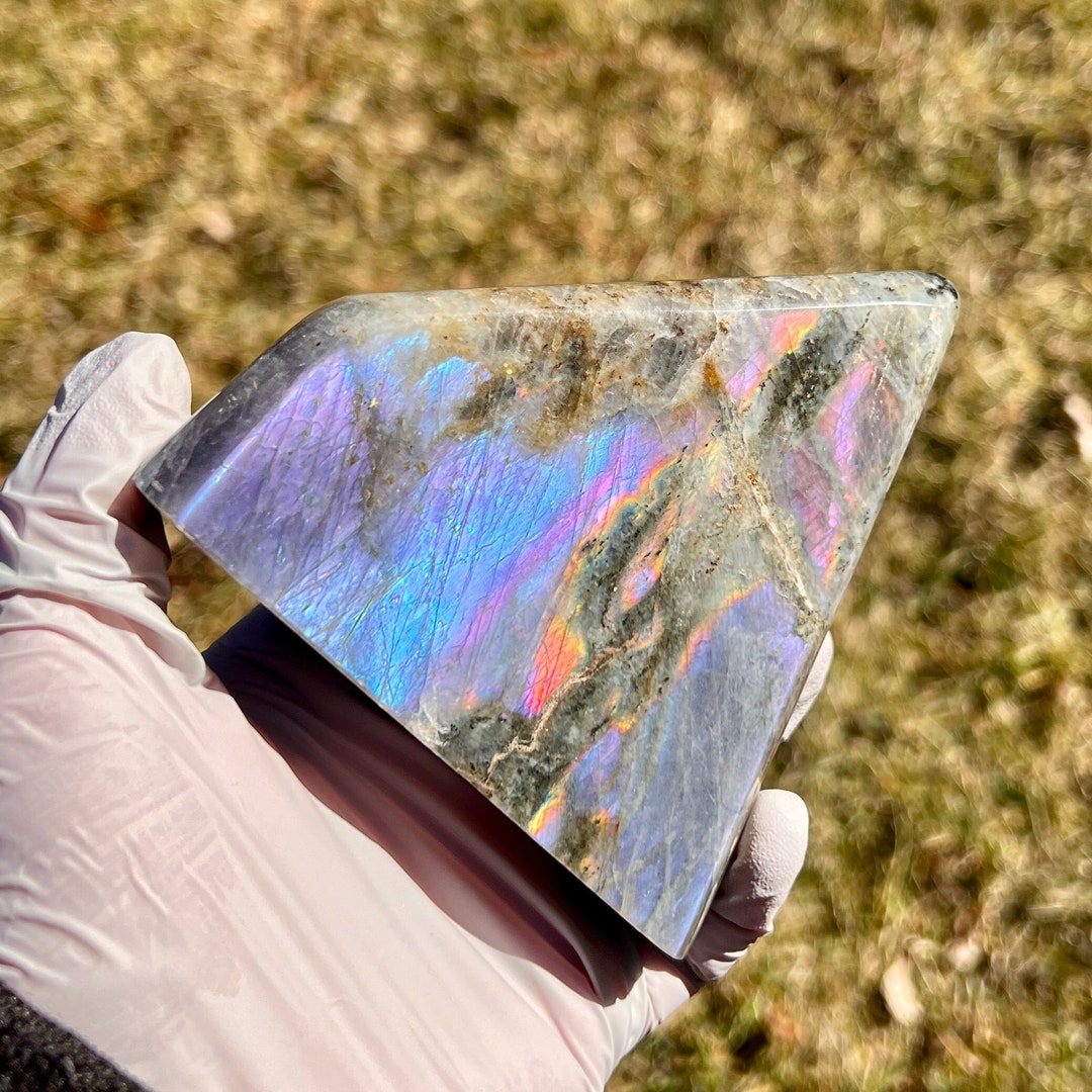 4 AA Grade Flashy Sunset Labradorite Freeform With Rainbows Pink ...