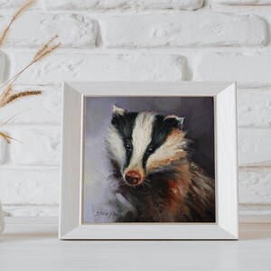 Badger Oil Original Painting on Cardboard Texture Art by Daiga Dimza ...