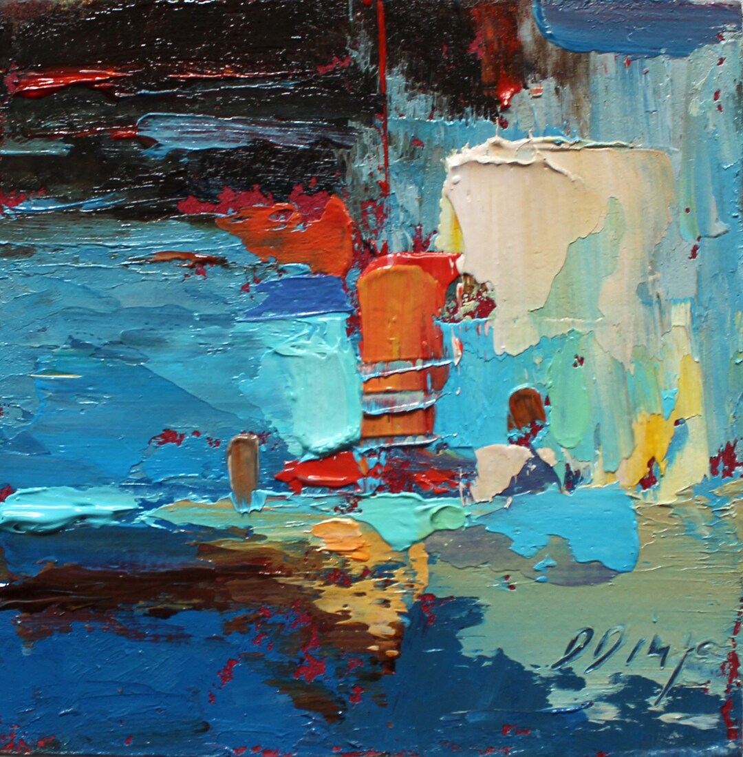 Original Abstract Oil Painting on Cardboard Texture Art by Daiga Dimza ...