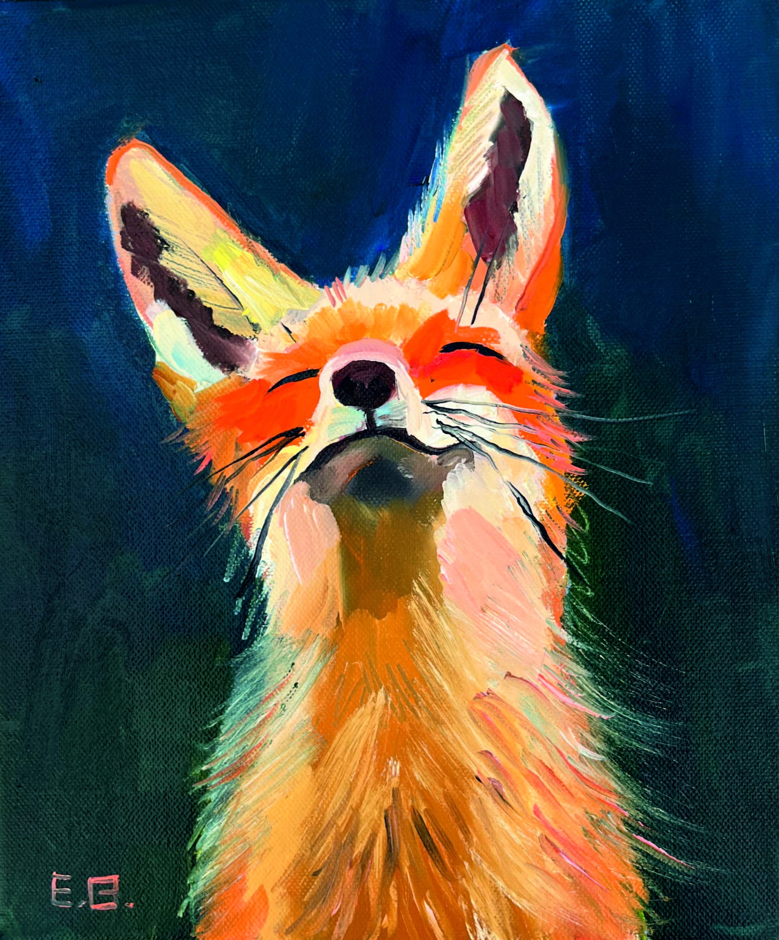 Original Custom Red Fox Oil Painting Canvas Wall Decor Gift Handmade ...