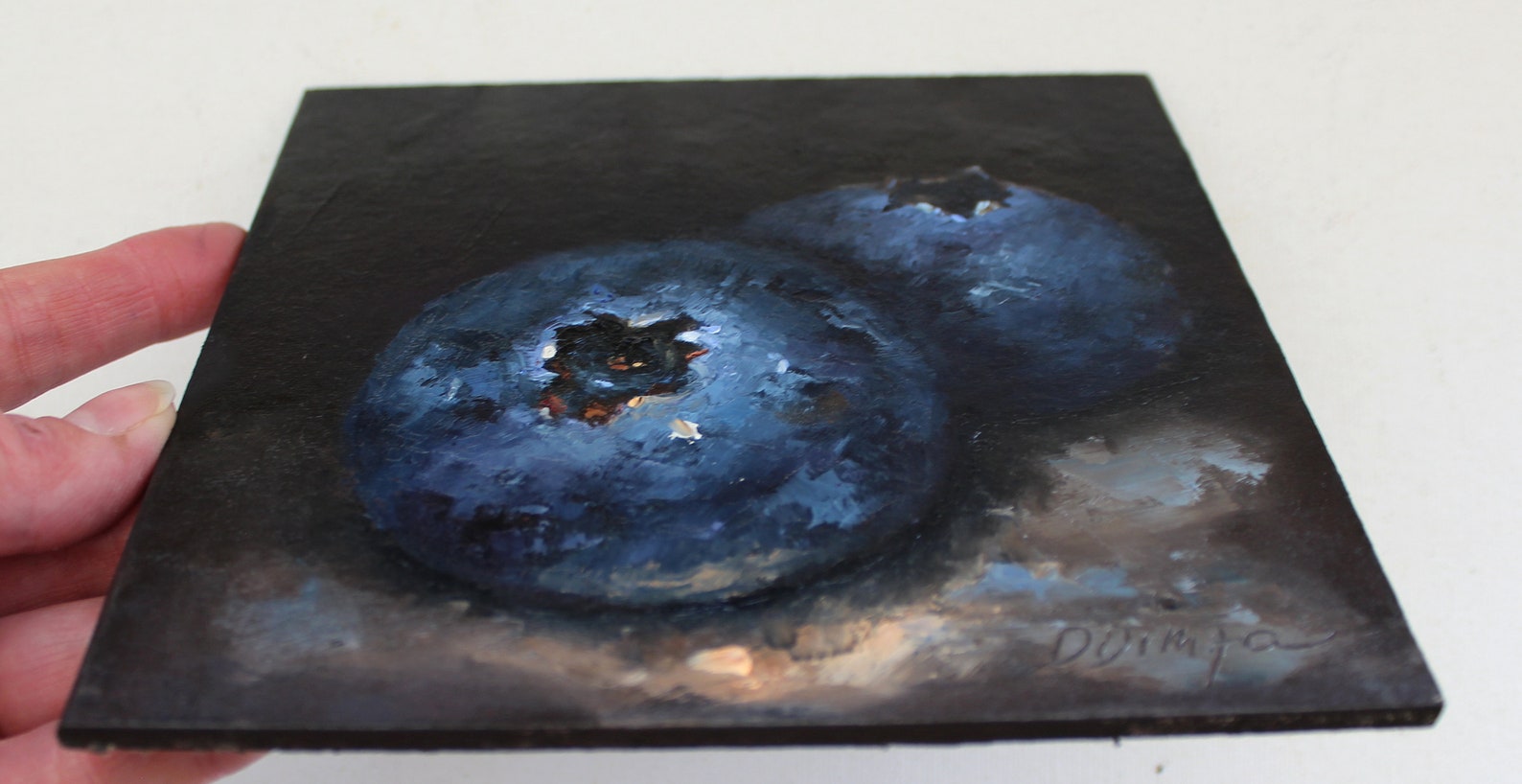 Original Custom Blueberries Oil Painting by Daiga Dimza Bright Colorful ...